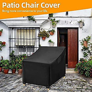WLEAFJ Outdoor Chair Covers Waterproof, Black Lawn Patio Furniture Covers, Heavy Duty Patio Lounge Deep Seat Cover, 2 Pack - 33" W x 34" D x 31" H