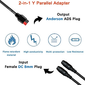 KarlKers 8mm Adapter to Anderson Y Parallel, High Power Port HPP to 8mm Connector for Solar Panel Reverse Current Protection Charge Solar generator Compatible with Goal Zero Jackery Anderson Powerpole