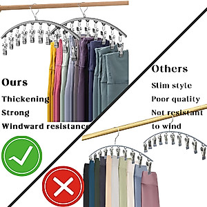 Gray Legging Organizer for Closet, Metal Yoga Pants Hangers 2 Pack w/10 Clips Holds 20 Leggings Hangers Space Saving Hanging Closet Organizer w/Rubber Coated Closet for Organizers and Storage