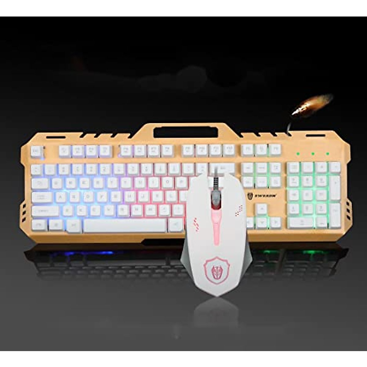 apfkkf Luminous Gaming Keyboard, Mechanical Touch, Wired Keyboard, Suitable for Professional Computer Gamers Or Office (White) (Black)