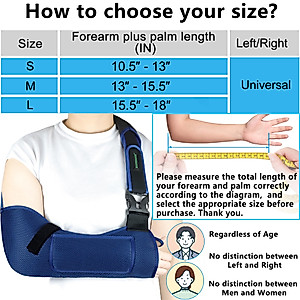 KONSEDIK Arm Shoulder Sling,Breathable Medical Sling with Shoulder Pad,support for Women and Men Rotator Cuff Injury,Left or Right Arm,Elbow,Clavicle Fracture Post-Surgery(Blue, Medium)