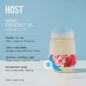 Host Freeze XL Cooling Cup in Double Walled Insulated Freezable Drink Chilling Tumbler with Freezing Gel, 12 Ounces, Pink Camo Set of 2