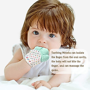 NEPAK 4 Pcs Soothing Teething Mitten,Silicone Teething Mitt,Stimulating Teether Toy,Self Soothing Pain Relief,for 3-6 Months Baby (Mint Colours and Pink)