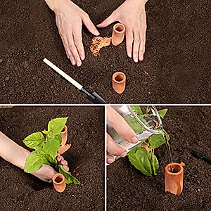 YUESHICO Self-Watering Terra Cotta Planter Water Storage Tank Reusable Automatic Terracotta Plant Watering Devices Globes Stakes Self-irrigate Watering Spikes Ceramic Plant Waterer Set