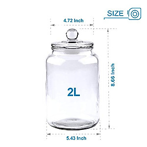 Glass Jars,Candy Jar with Lid For Household,Food Grade Clear Jars - 1/2 Gallon (3)