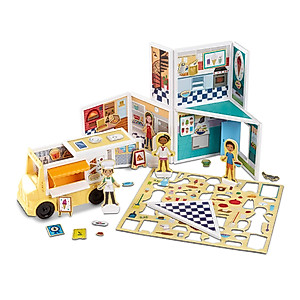 Melissa & Doug Magnetivity Magnetic Tiles Building Play Set – Pizza & Ice Cream Shop