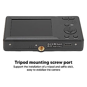 4K Digital Camera, Teens Small Camera Timer Shooting Autofocus Face Recognition 2.7 Inch TFT Screen with Lanyard for Vlogging (Black)