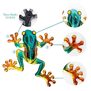 dreamskip Frog Decor, Outdoor Wall Art, Frog Gifts, Metal Frog Wall Decor for Fence, Garden, Patio, Yard, Outside (3 Pieces)