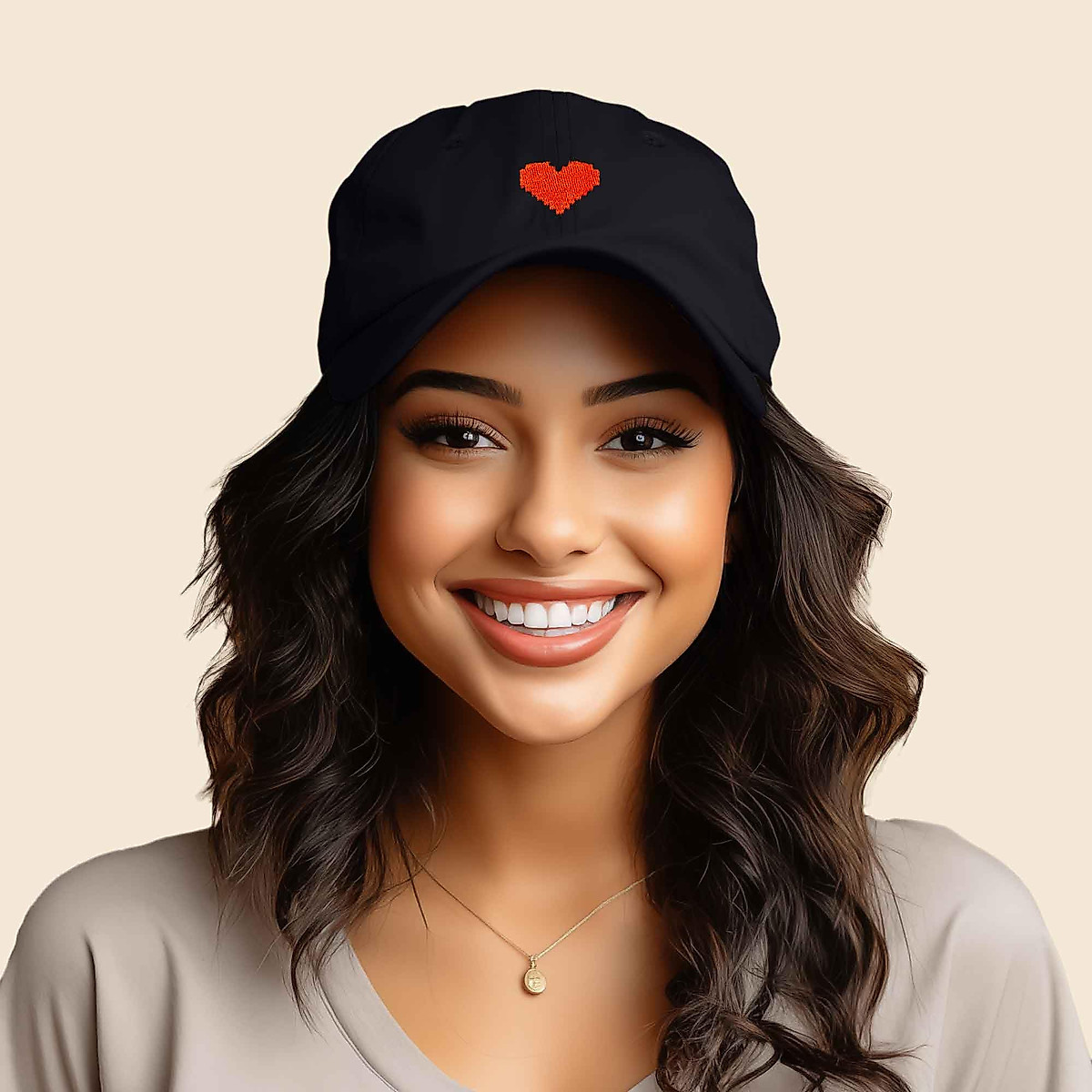 DALIX Pixel Heart Hat Womens Dad Hats Cotton Caps Embroidered Valentines Black