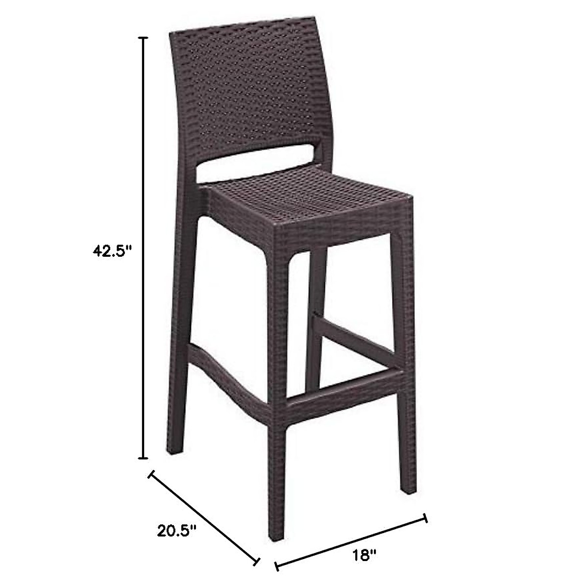 Home Square 30" Resin Wickerlook Patio Bar Stool in Brown - Set of 2