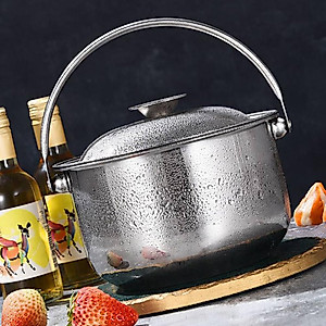 BESTonZON Stainless Steel Cooking Pot, Stock Pot with Lid and Handle, Kitchen Stock Pot Multi-functional Pot Non Stick Stockpot Petit Pot, Stainless Steel Induction Pot for Household and Camping