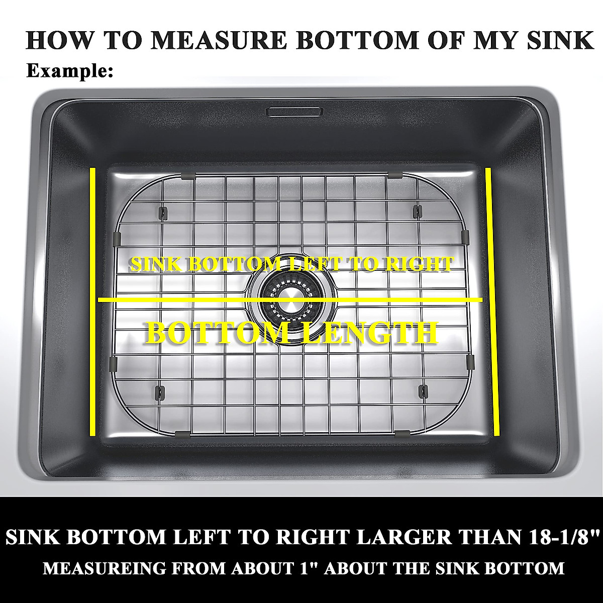 Alonsoo Sink Grid and Sink Rack Protectors, Stainless Steel 18-1/8" L x 13-3/8" Sink Grids for Bottom of Kitchen Sink Drain with Corner Radius, Stainless Steel