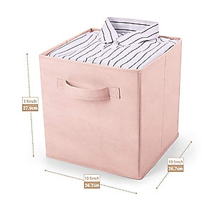 MaidMAX Fabric Storage Bins, Cloth Cube Storage Bins for Home Bedroom Closet Drawers Organizer, Foldable, Pink, 10.5×11 inches, Set of 6