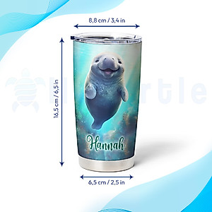 Hyturtle Personalized Gifts Manatee Lover - I Just Freaking Love Manatees Custom Name Stainless Steel Tumbler 20 oz With Lid - Idea Cute Sea Animal Lover Gifts For Women, Girl On Birthday, Christmas