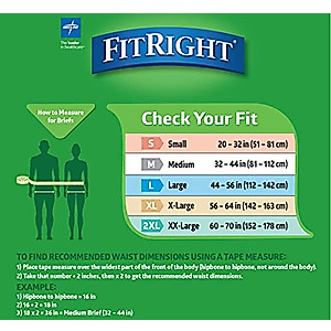 Medline FitRight Ultra Adult Diapers, Disposable Incontinence Briefs with Tabs, Heavy Absorbency, Medium, 32''-42'', 20 Count (Pack of 4)