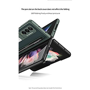 EAXER Compatible with Samsung Galaxy Z Fold 3 5G 2021 case with S Pen Holder Hard PC Bracket Kickstand Luxury Phone Case Cover for Samsung Galaxy Z Fold 3 Green