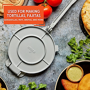 IMUSA USA MEXI-86009M Cast Aluminum Tortilla & Roti Press 8-Inch, Silver