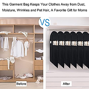 SORON 43" Garment Bags, 7 Packs Garment Bags for Hanging Clothes, Env-friendly Breathable Suit Bag Clothes Cover for Storage Suits, shirts, T-shirts and Jackets, Suitable for Adults and Children