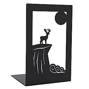 Book Holder, Upright Wide Applicability Metal Bookends with 4 Antislip Foam Pads for Books for Schools for CDs for Office (Cliff Deer)