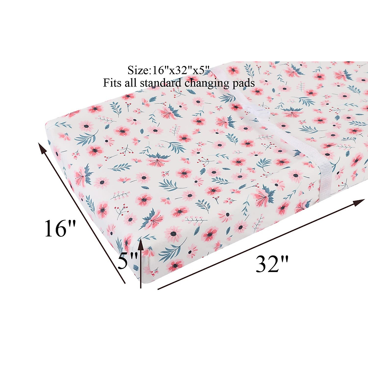 Tontukatu Changing Pad Cover Set 3 Pack Jersey Knit Ultra Soft for Baby Boys Girls Floral/Grey Rabbit/Pink