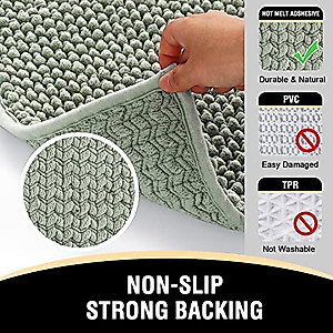 H.VERSAILTEX 3 Pieces Bathroom Rugs Sets Non Slip Extra Absorbent Bath Mat Set for Bathroom with Toilet Rugs for Tub, Shower Washable Carpets Set(17''x24''+20''x32''+20''x24'' U-Shaped, Sage)