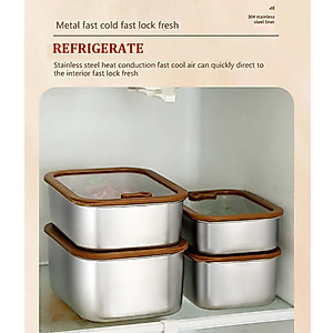 GRFELI Stainless Steel Food Storage Containers, Bento Lunch Box Leak Proof with Silicone Glass Cover,Kitchen Containers - Set of2 (600ml,1200ml), Dishwasher Safe - Plastic Free (Glass)