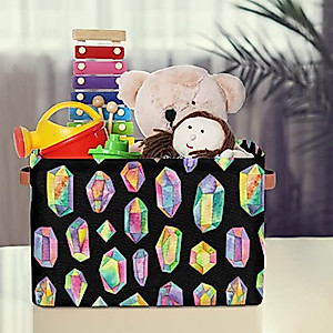 Buvan Fabric Storage Bins Rainbow Geometric Pattern Small Shelf Basket With Handles Decorative Cubes Box Organizer Containers for Shelves Home Office Decor