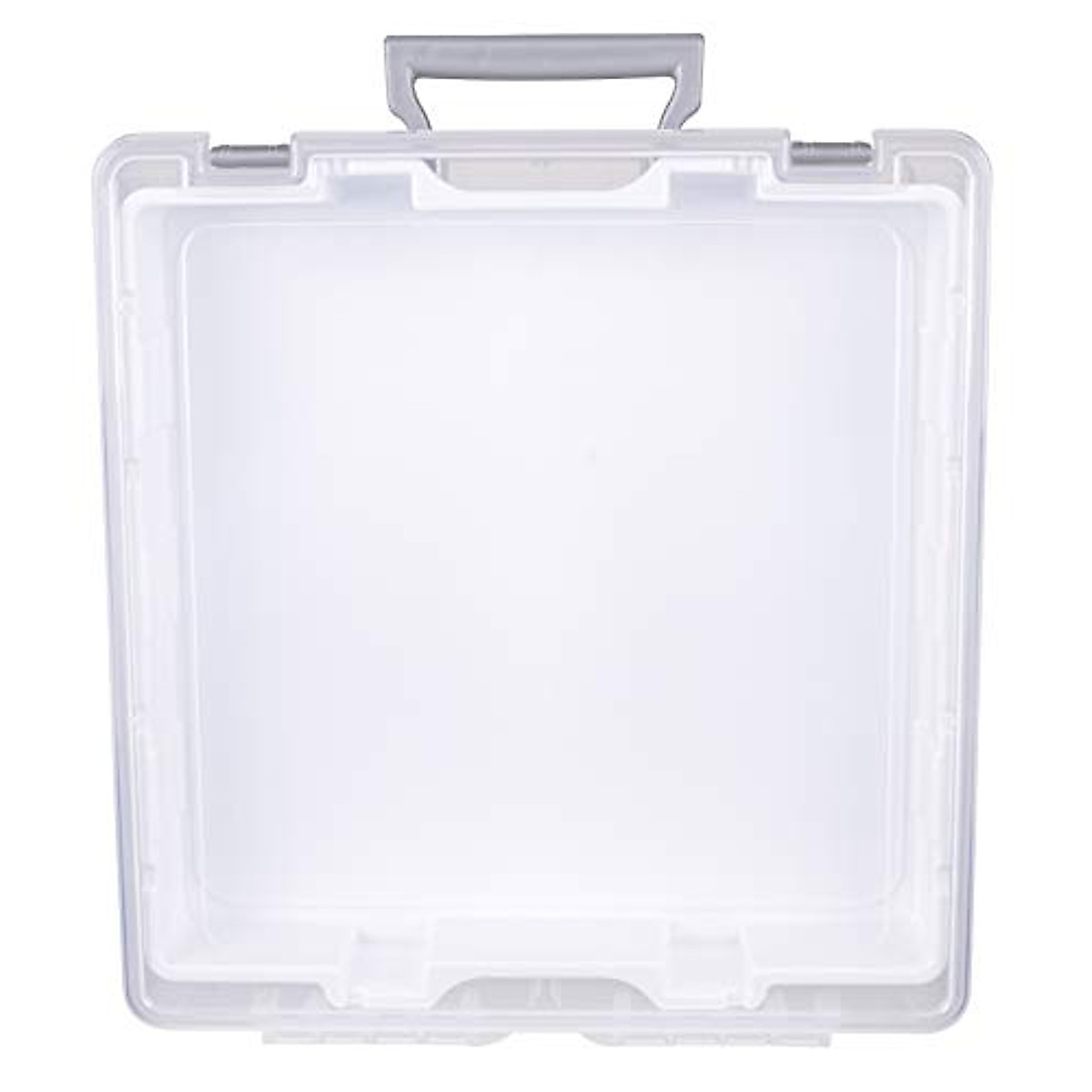 AB Designs 6899ABD Super Satchel Double Deep with Lift-Out Tray and Removable Dividers, Stackable Home Storage Organization Container, Clear with Sliver Latches and Handle