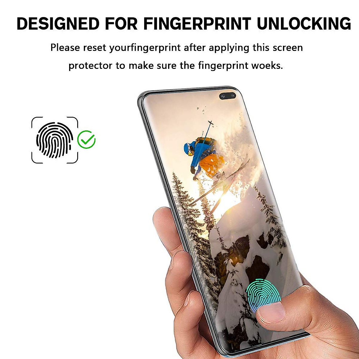 [2+2 Pack] Galaxy S10 Plus Screen Protector+Camera Lens Film,Ultra HD Tempered Glass Film [Scratch Resistant] [Ultra HD] [9H Hardness] [Fingerprint Unlock] Compatible with Samsung Galaxy S10 Plus/S10+ (6.4 Inch)