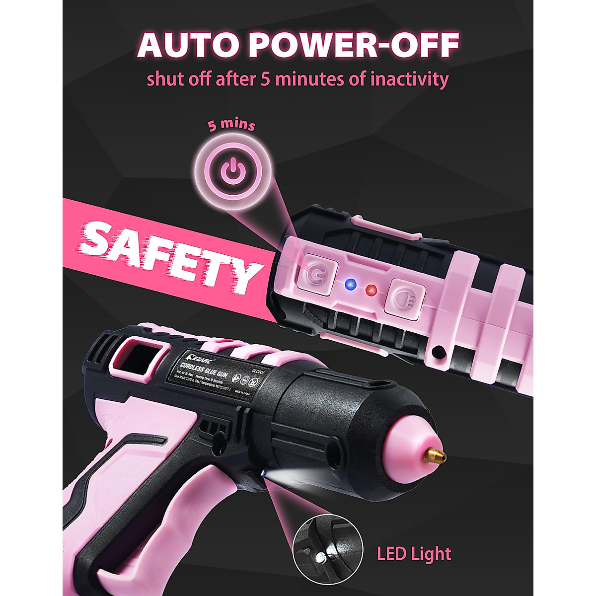 EZARC Cordless Hot Glue Gun, 15s Heating Fast Glue Gun Kit with 30 Pcs Mini Glue Gun Sticks, Automatic-Safety-Power-Off, Built-in 2500 mAh Lithium-ion for Art, Crafts, Decorations, Home Repairs