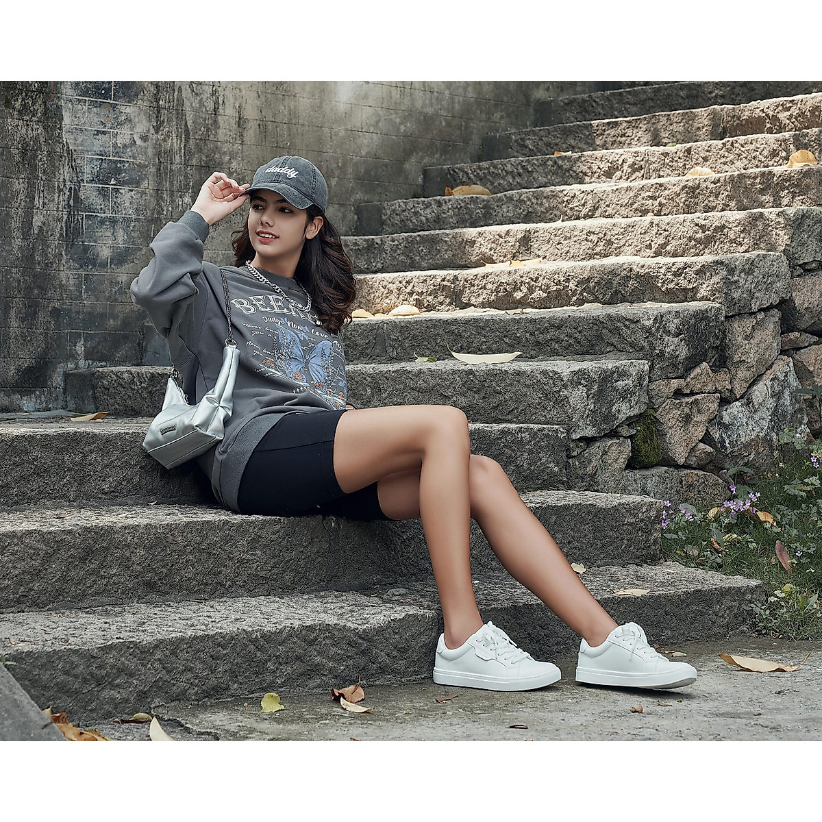 Jeossy Women's 8007 Fashion White Sneakers | Walking Tennis Shoes | Lace up Casual Sneaker for Women Size 9(DJY8007 White 09)