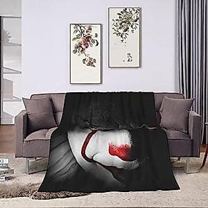 Horror Movie Blanket for Adults ĪŤ P̪èňňŷ-ŵīŝè Closwn Blanket Blankets Sofa Bed Couch Chair Soft Fleece Horror Blankets and Throws 60"x50"