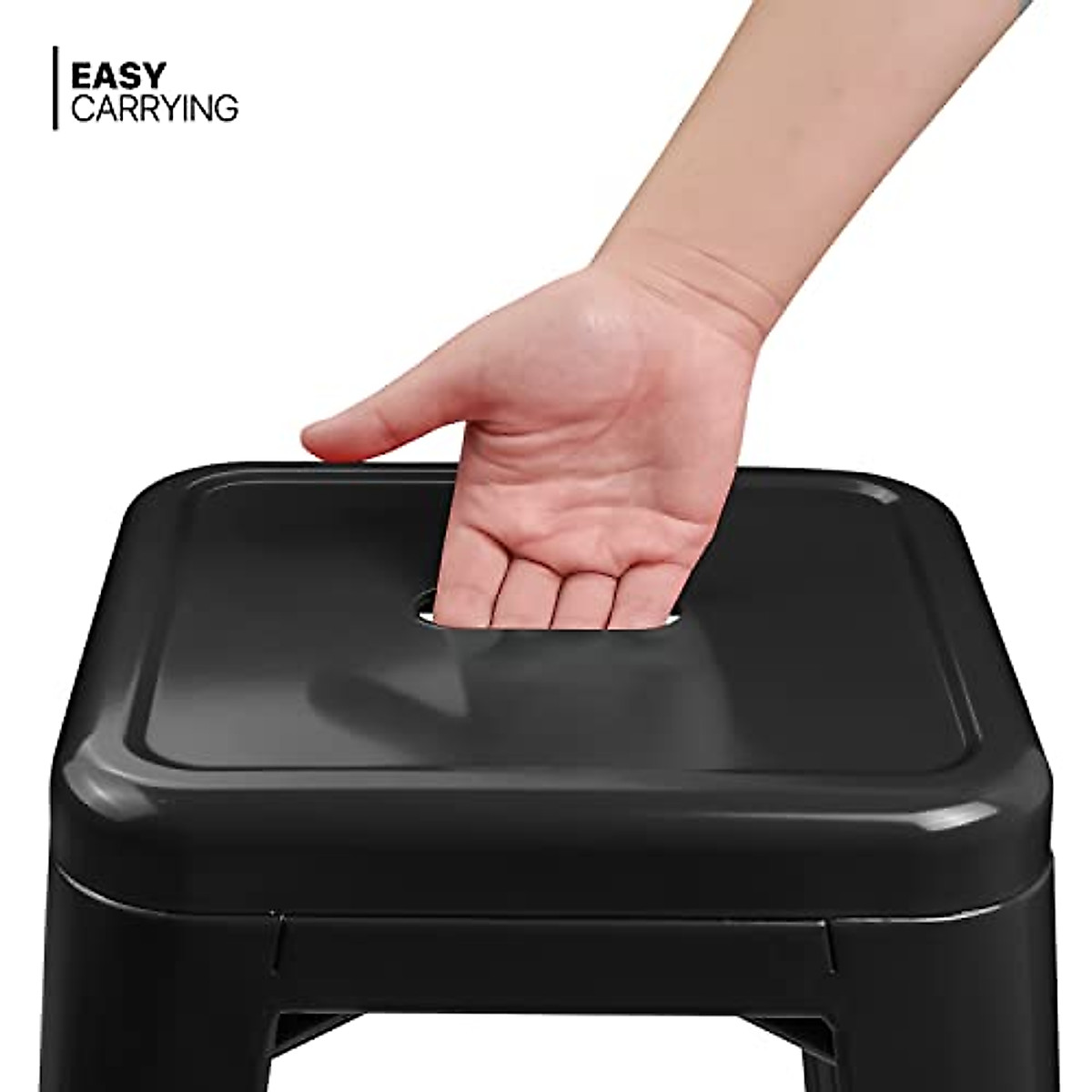 24 Inch Metal Bar Stools Set of 4, MoNiBloom Backless Counter Height Black Stackable Barstools with Square Seat for Indoor Outdoor