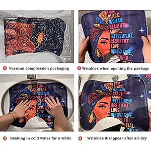 XVWJ 4PCS African American Shower Curtain Sets, Inspirational Quotes Black King Queen Bathroom Decor Sets with Shower Curtain and Rugs, Toilet Lid Cover, Bath Mat, Romantic Afro Couple Shower Curtains