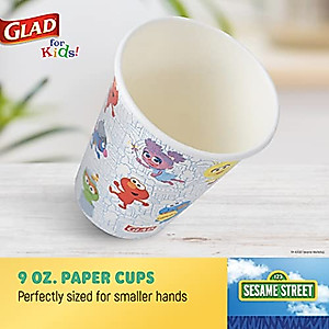 Glad for Kids Sesame Street Days Drinking Cups | Sesame Friends Kids Cups for Everyday Use, 9 oz 20 Ct