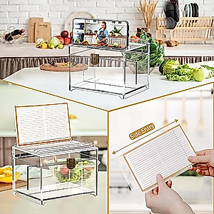 EDUROMI Recipe Box, Acrylic Recipe Card Holder Box with Cards and Dividers, Phone and Card Slot, Card Holder, 10 Dividers, 4x6 Inch Recipe Cards, Gift for Grandma Mom Women Wedding Bridal Shower