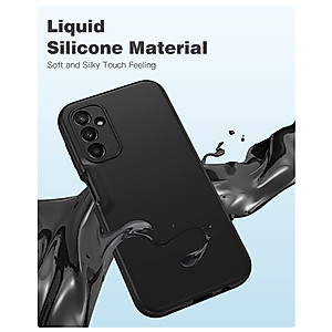 FNTCASE for Samsung Galaxy A14-5G Case: Shockproof Silicone Protective Phone Case with Built-in Screen Protector - Slim Dual Layer Rugged Sturdy Drop Proof TPU Protection Cover (Plain Black)