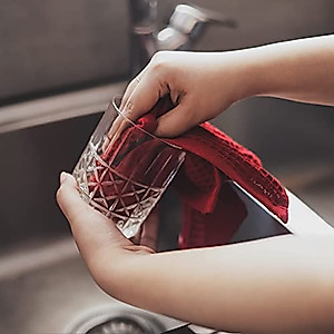 ORMYSA 100% Cotton Red Waffle Weave Dish Cloths for Washing Dishes - Pack of 8, 12"x12" Dishcloths for Kitchen, Fast-Absorbing, Quick-Dry, Super Soft Dish Rags