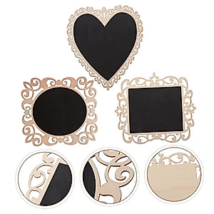 MAGICLULU 3pcs Small Blackboard Pendant Chalkboard Tags Hanging Message Blackboard Table Topper Price Tags Wedding Sign Message Board Sign Wood Tags Pendant Message Board Lip Gloss Wooden