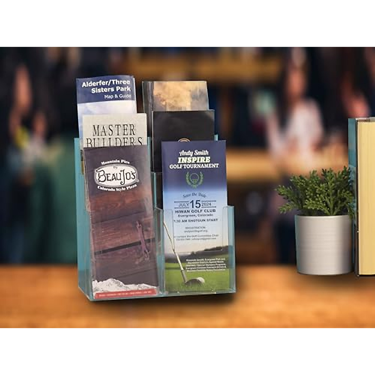 Dazzling Displays Acrylic Stand 3 Tier, 6 Pocket Fits 4 by 9 Material, Trifold Brochure Holder, Countertop Clear Display, Organizer Tray, Rack for Pamphlet, Letters, Folders, Document, Sign, Cards (1)