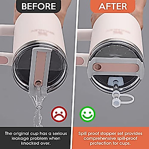 Winceed 18pcs Silicone Spill Stopper Set for Stanley Quencher H2.0 Flowstate Tumbler 40oz 30oz, Accessories for Stanley Cup with Straw Cover Cap, Square Spill Stopper, Round Leak Proof Stopper