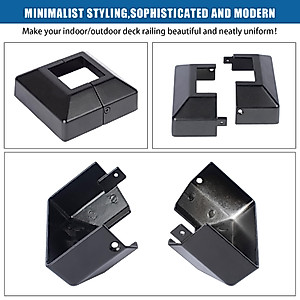 Post Cover Plate for 2" Floor Flange, 2-Piece, Flange Base Shoe for Railings, Post Skirt Cover, Black