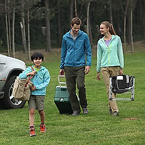 FUNDANGO Heavy Duty Outdoor Director Chairs Side Table, Tray, Foldable, Portable with Handle, Armrest, Mesh Backrest for Camp, Lawn, Picnic, Sports, RV, BBQ, Fishing, 19.7"D x 21.6"W x 17.3"H, GREY