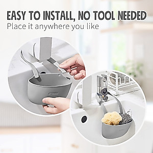 Sophie & Panda Silicone Sponge Holder for Kitchen Sink Bags Set of 2 - Easy to Use Soap Holder No Installation Needed Kitchen Sink Caddy - Kitchen Sink Organizer Set of 2 White and Grey