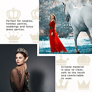 Rhinestone Leaf Wedding Tiara Headband with Fairy Elf Ears,Dress Up Costume Masquerade Accessories-1 Rose Gold Fairy Crown Headband+2 Pairs Cosplay Fairy Pixie Elf Ears for Halloween,Christmas,Wedding,Prom