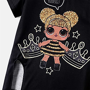 L.O.L. Surprise! Toddler Kids Girls Outfits Girls Shortsleeve Tops Tee Tshirt and Shorts Set Black 4-5 Years