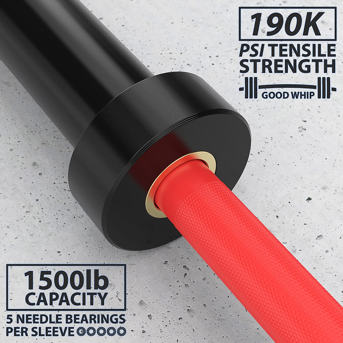 Synergee Games 15kg Colored Women’s Red Ceramic Coated Barbell. Rated 1500lbs for Weightlifting and Powerlifting