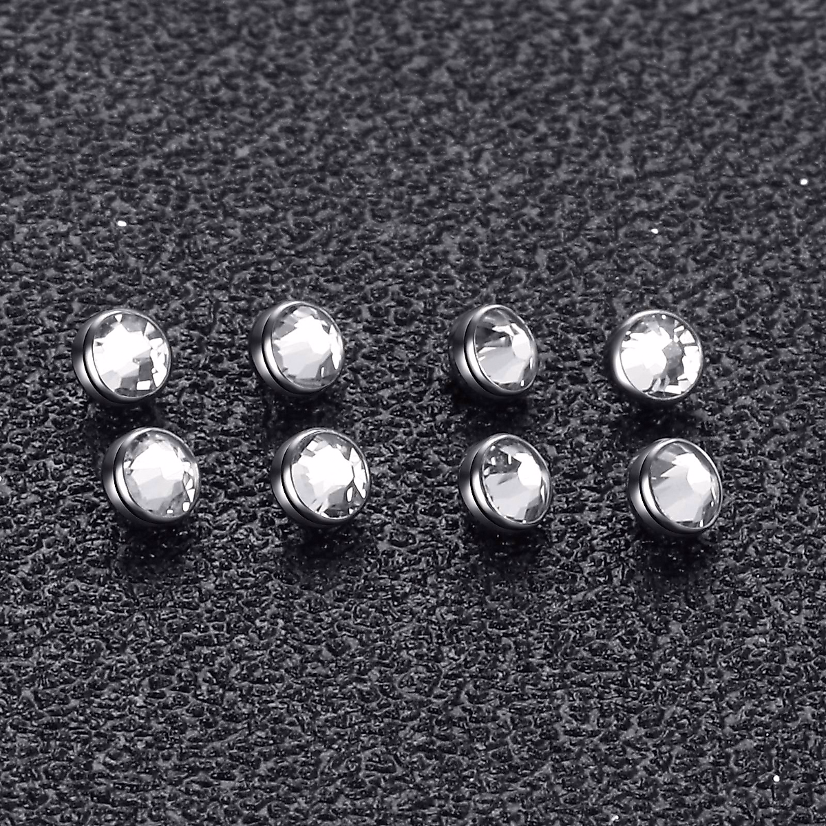Xpircn 14G Titanium Dermal Anchor Tops Clear CZ Micro Dermal Piercing Jewelry 3mm Round Top 8PCS