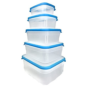HELSIM Blue 10-Piece Containers Set with Lids for Storage, Lunch, and Meal Prep, Dishwasher & Microwave Safe