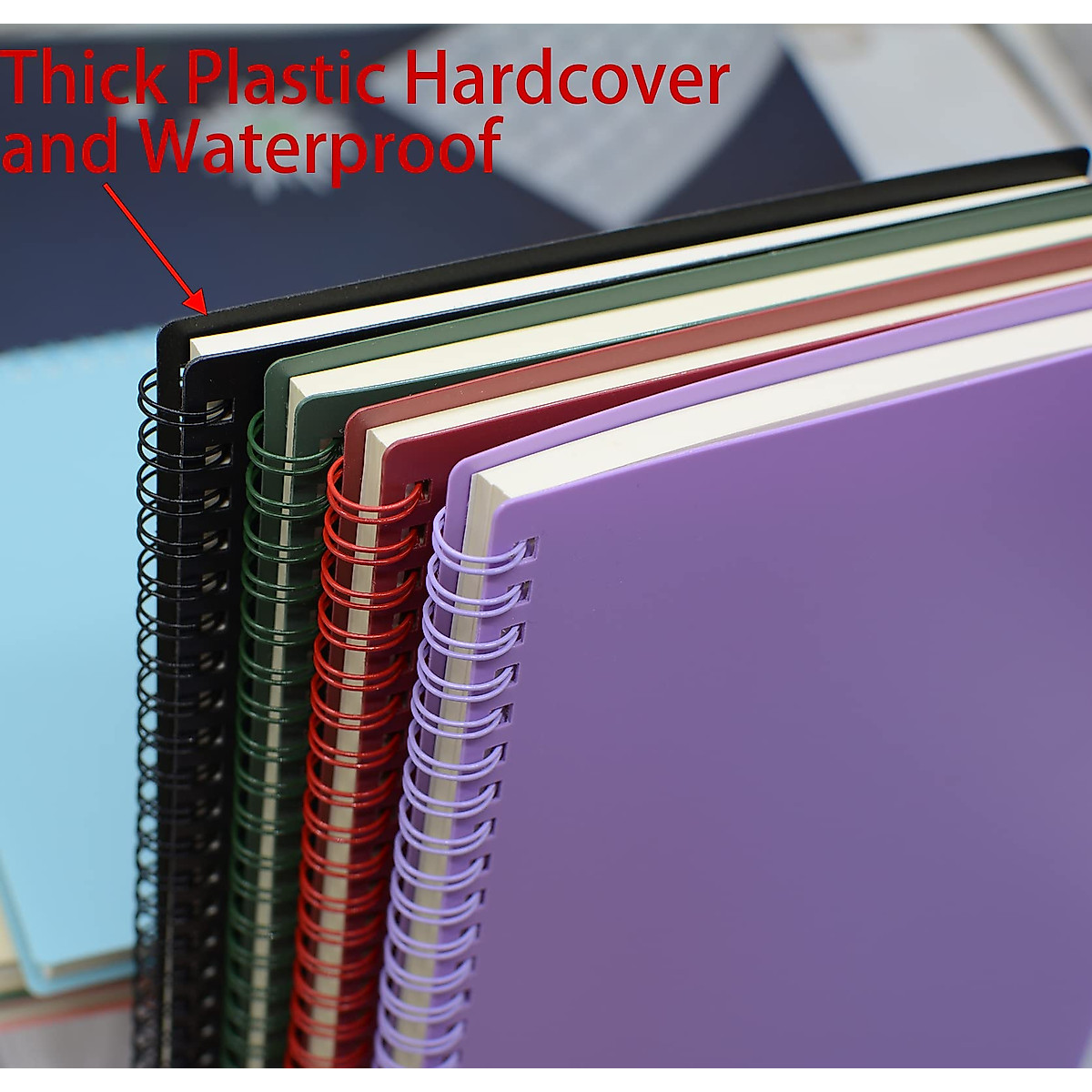 Yansanido Spiral Notebook, 8 Pcs 10.5 Inch x 7.45 Inch B5 Thick Plastic Hardcover 7mm College Ruled 8 Color 80 Sheets -160 Pages Journals for Study, Work, Travel and Notes (B5, 8 Pcs 8 Color)